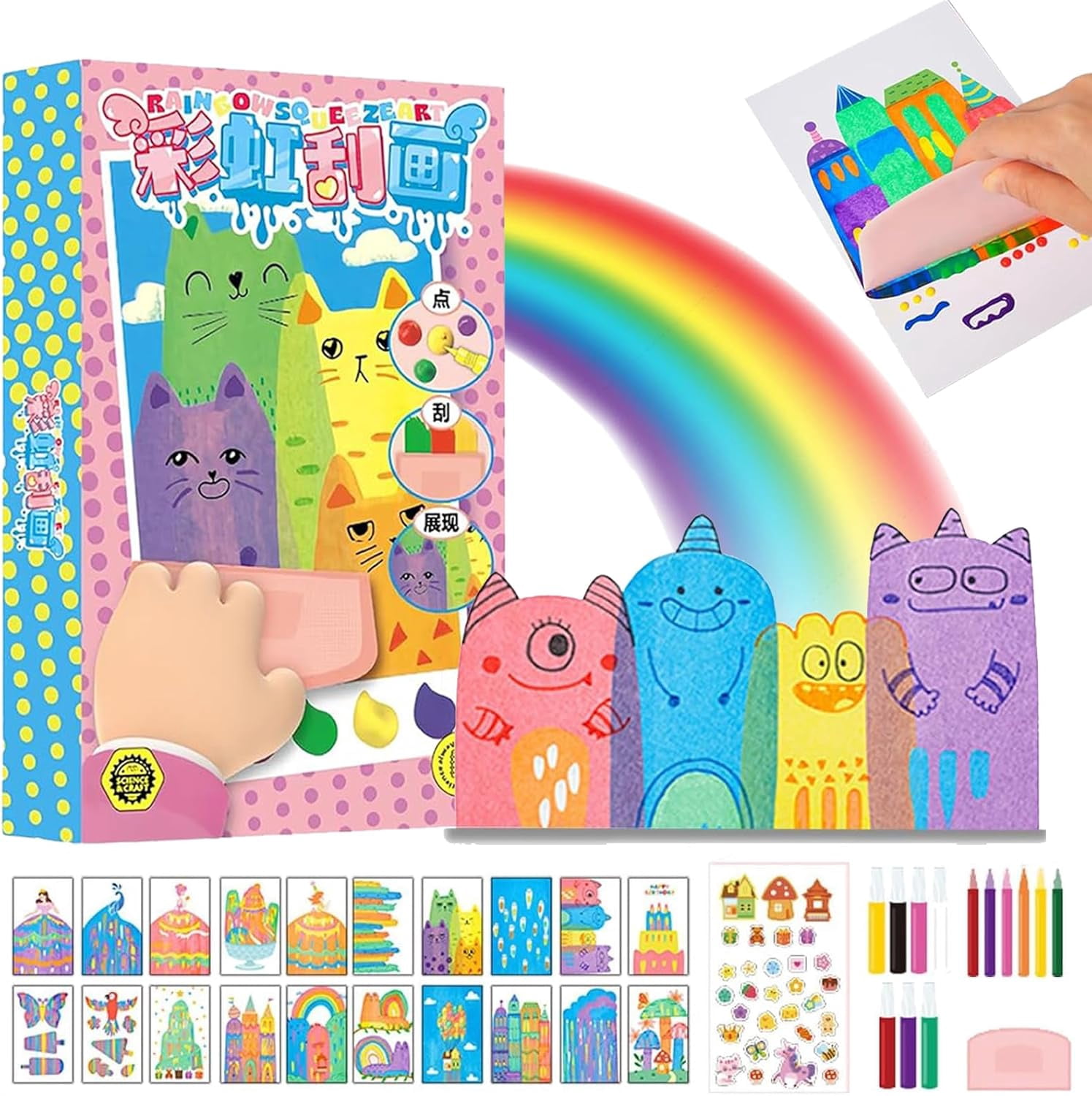 bokando Abstract Dot Painting, DIY Rainbow Scratch Painting, 35PCS ...