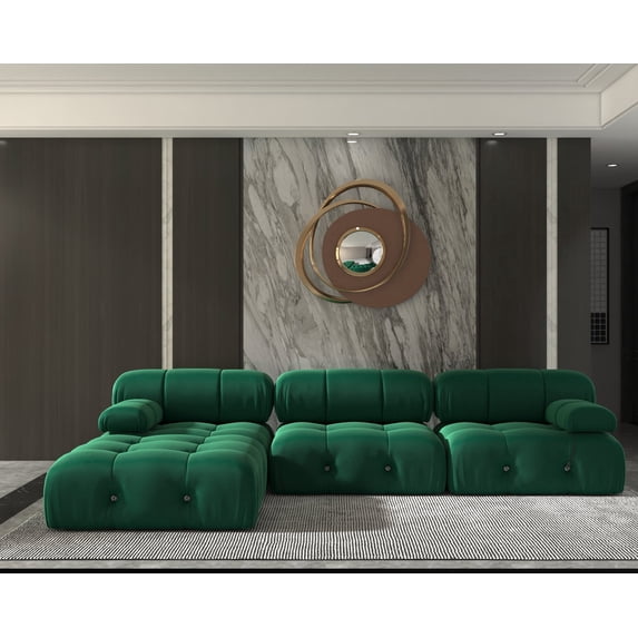 bokifol 104"L Shaped Modular Sectional Sofa with Ottoman,4-Seat Suede ...