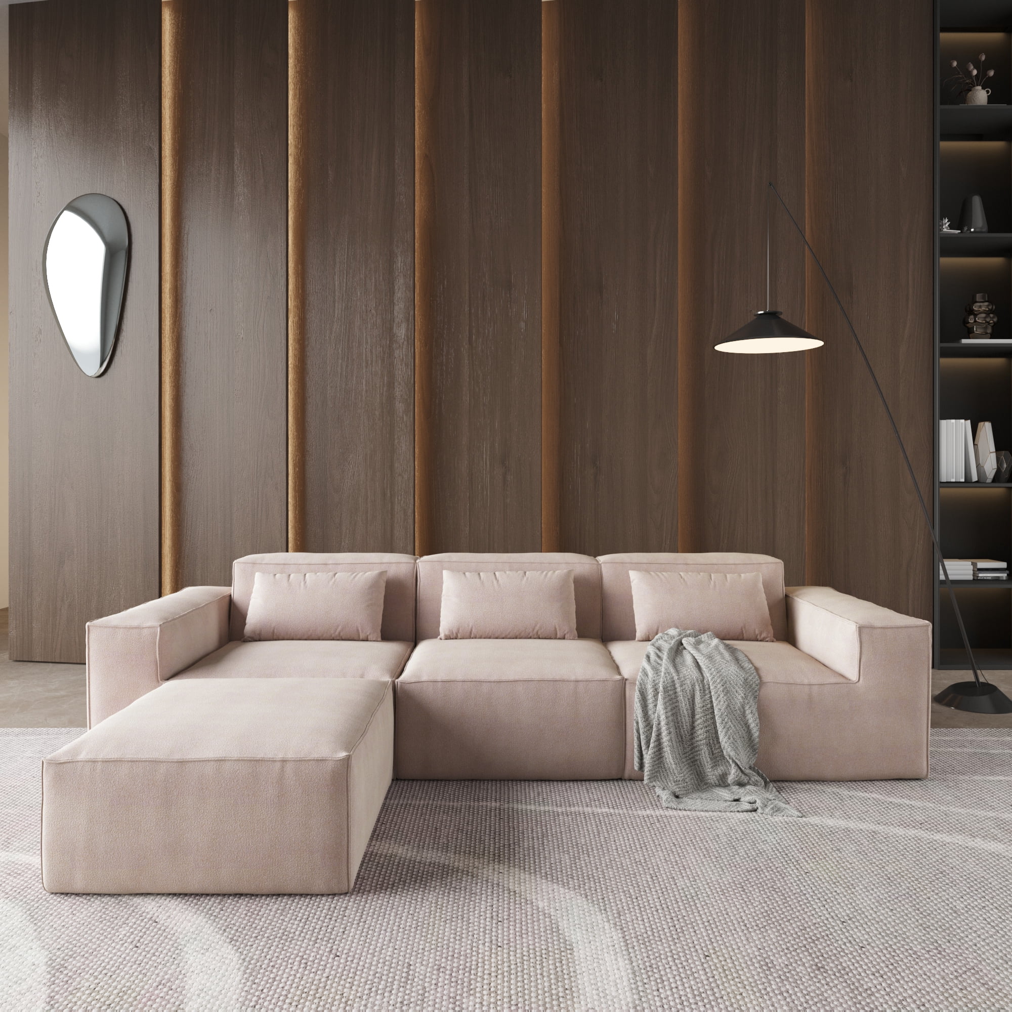 bokifol 118.12" L Shaped Modern Sofa Modular Sectional Cloud Couch with ...