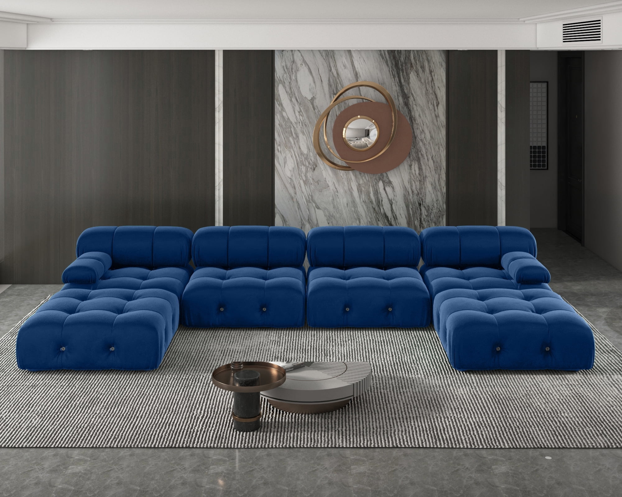 bokifol 139"Modular Sectional Sofa with Movable Ottomans for Living ...