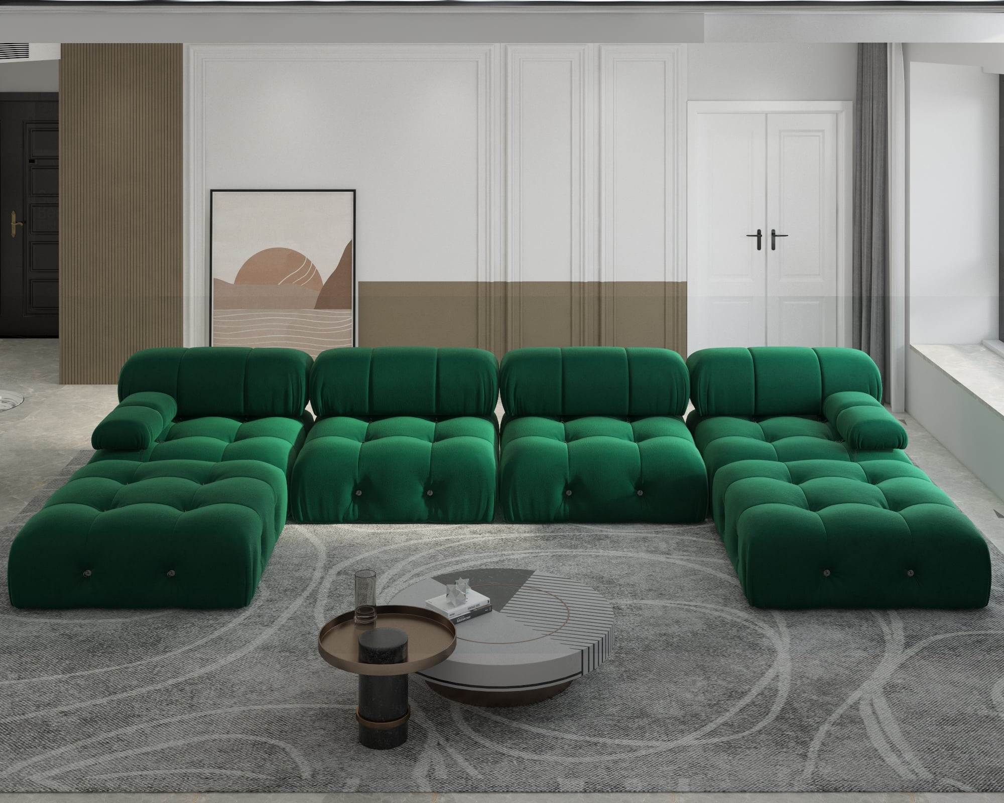 bokifol 139"Modular Sectional Sofa with Movable Ottomans for Living ...