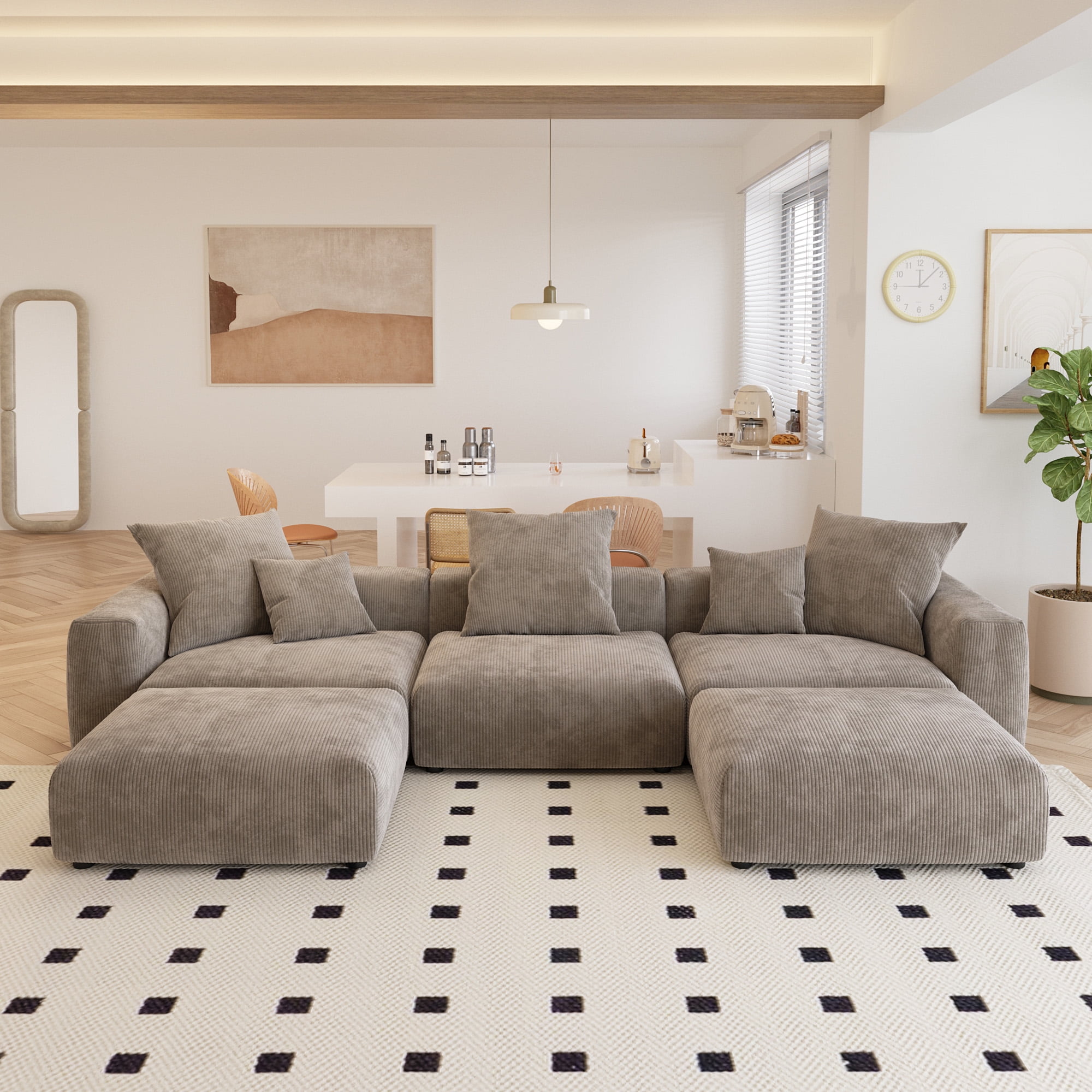 bokifol 141"Cloud Sectional Couch with U-Shape Chaise,Modern Modular ...