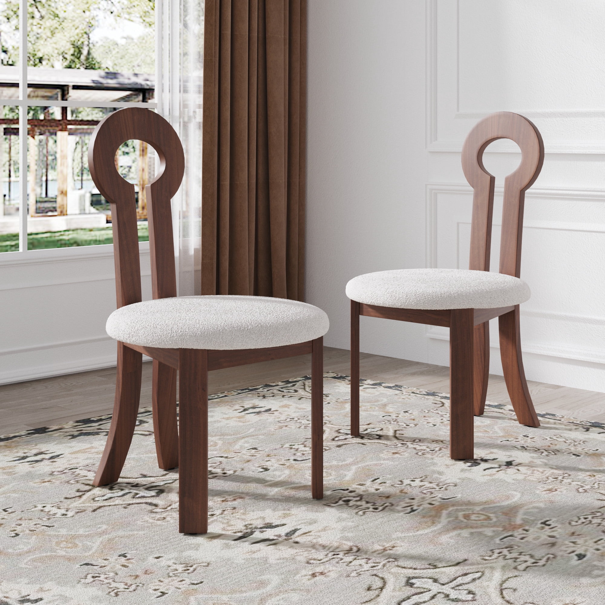 bokifol Dining Chairs Set of 2,Upholstered Modern Mid Century Round ...
