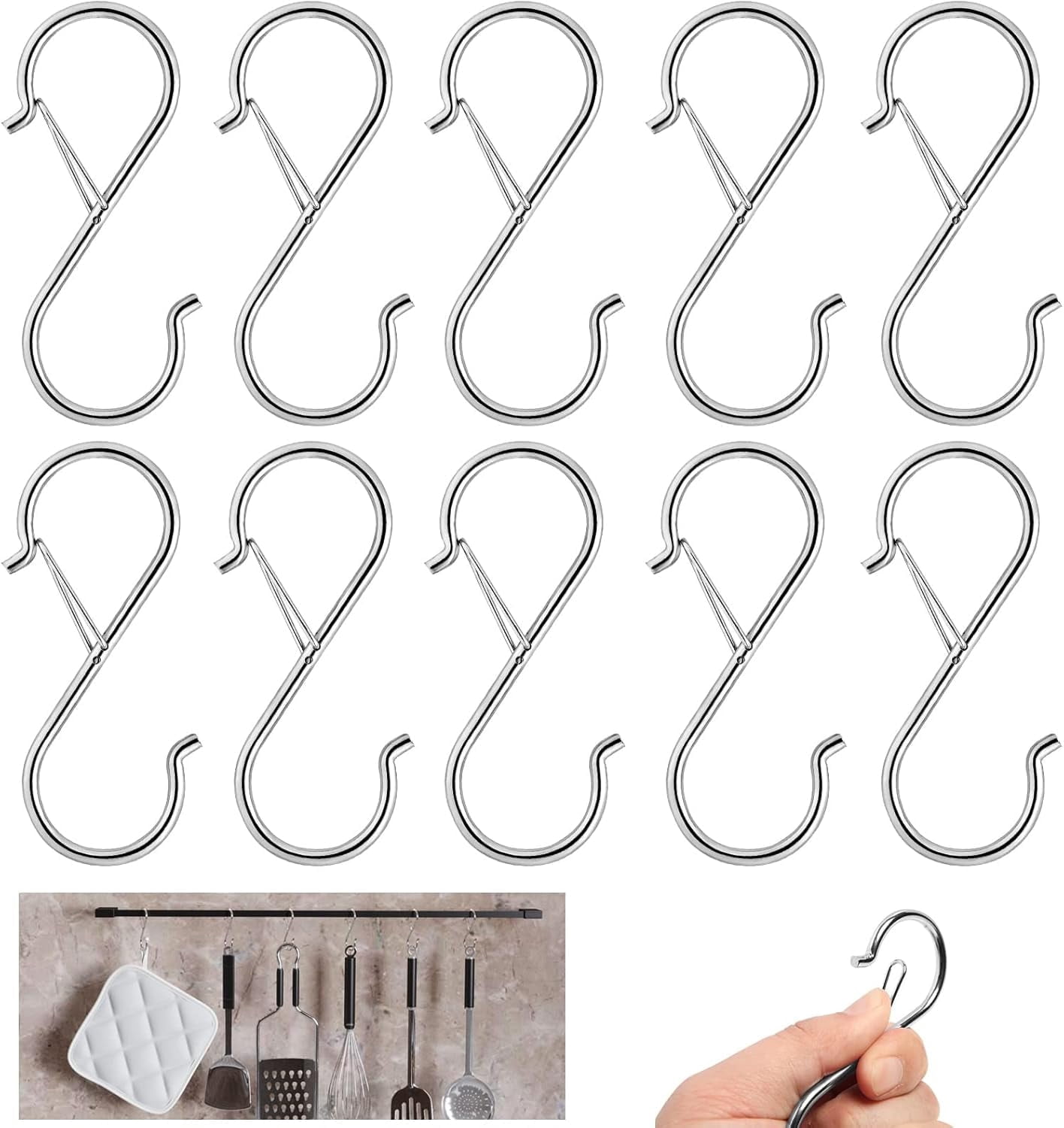 Jimin 10 Pack S Shaped Hooks Metal for Hanging Heavy Duty Large 9cm ...