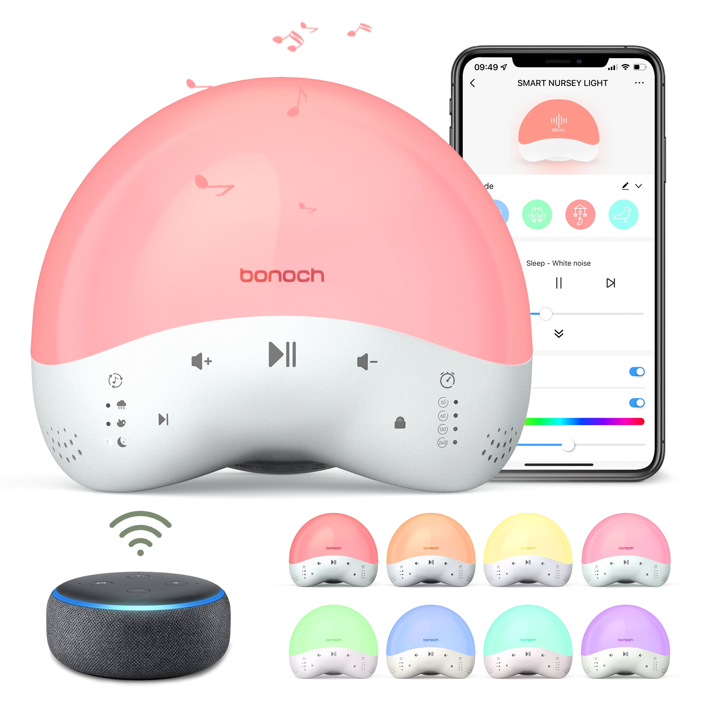 bonoch Baby Sound Machine, Night Light, Sleep Trainer, White Noise ...