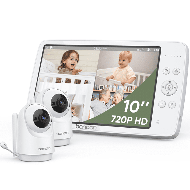 "Bonoch Smart Nursery Baby Monitor - Dual 10"" 720P Cameras, Audio ...