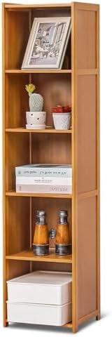 book shelf bookcase 5 shelves tall bookshelf narrow book case modern ...