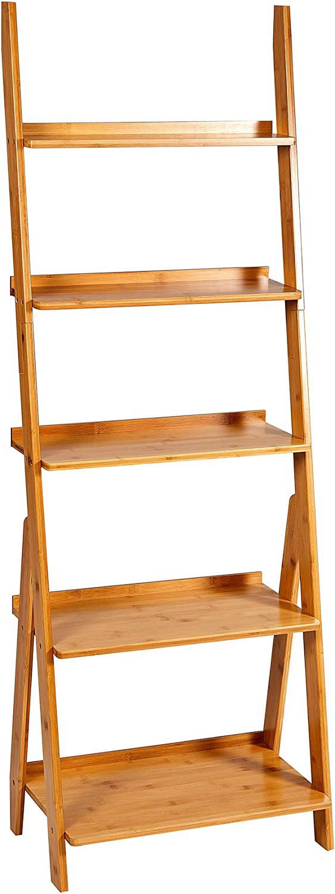 Bookshelf & 5-Tier Bamboo Ladder Shelf & 59.4” Book Shelf Bookcase ...