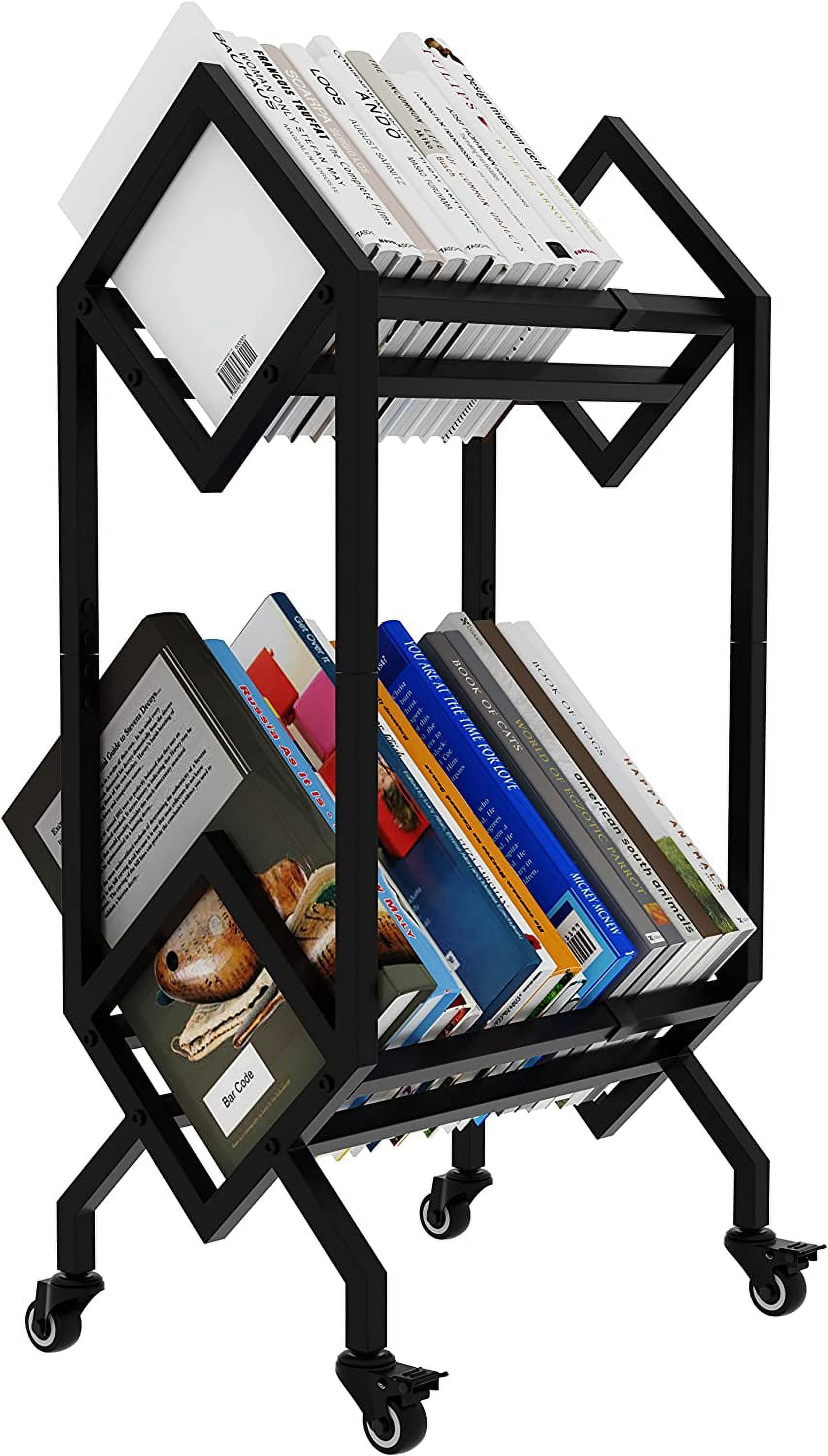 **bookshelf book rack industrial metal bookcase 2 tier holder with ...