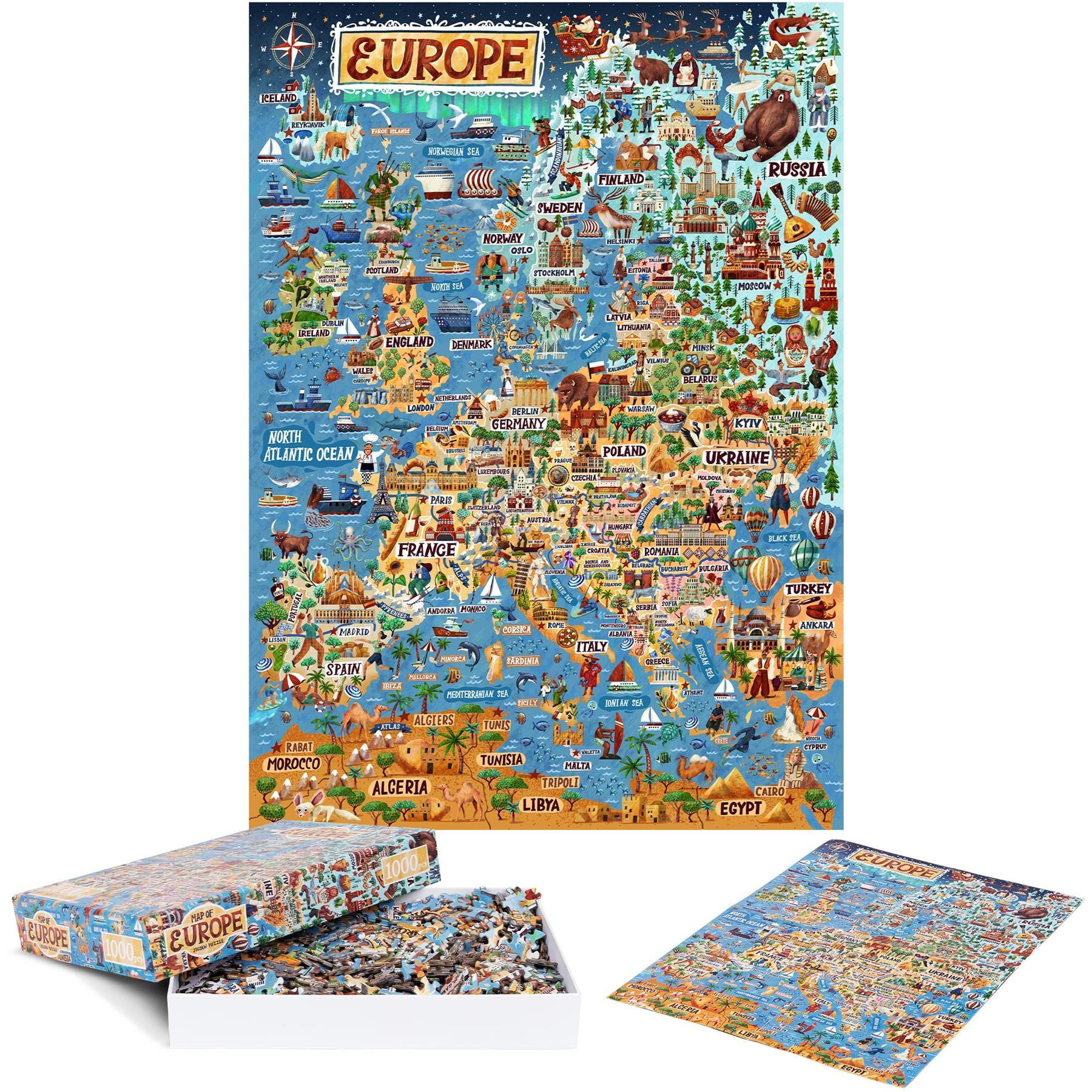 bopster Map of Europe Illustrated Jigsaw Puzzle - 1000pcs - Walmart.com