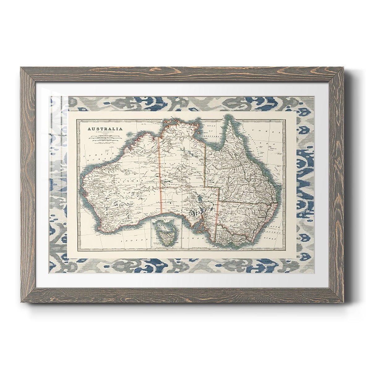 Bordered Map of Australia-Premium Framed Print - Ready to Hang ...