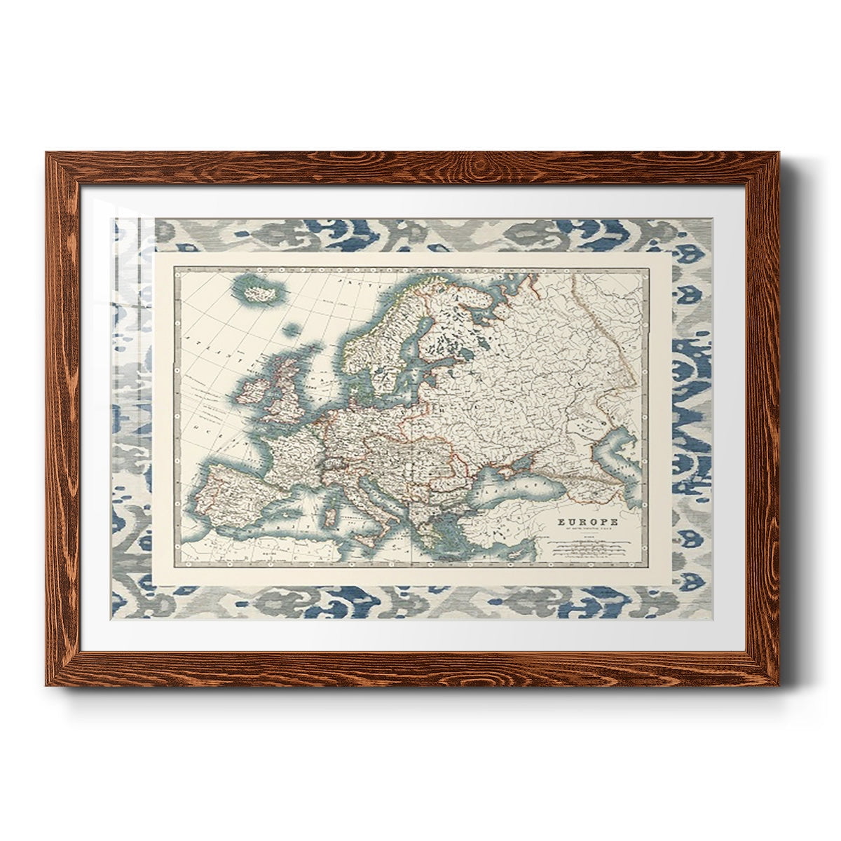 Bordered Map of Europe-Premium Framed Print - Ready to Hang - Walmart.com