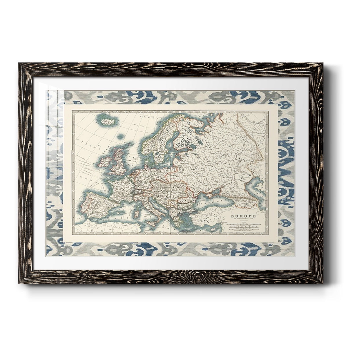 Bordered Map of Europe-Premium Framed Print - Ready to Hang - Walmart.com