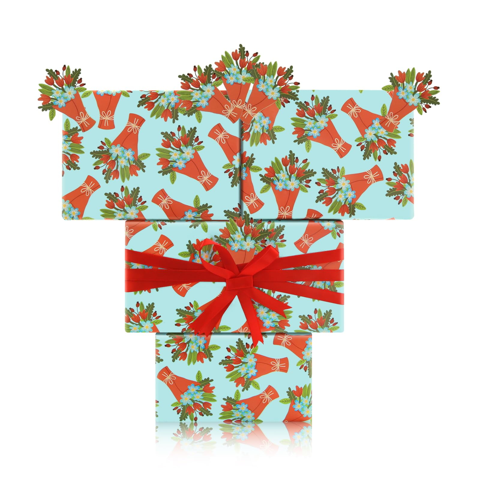 A bouquet ofUMRT flower floral in blue Berries Wrap Ribbon Print On ...