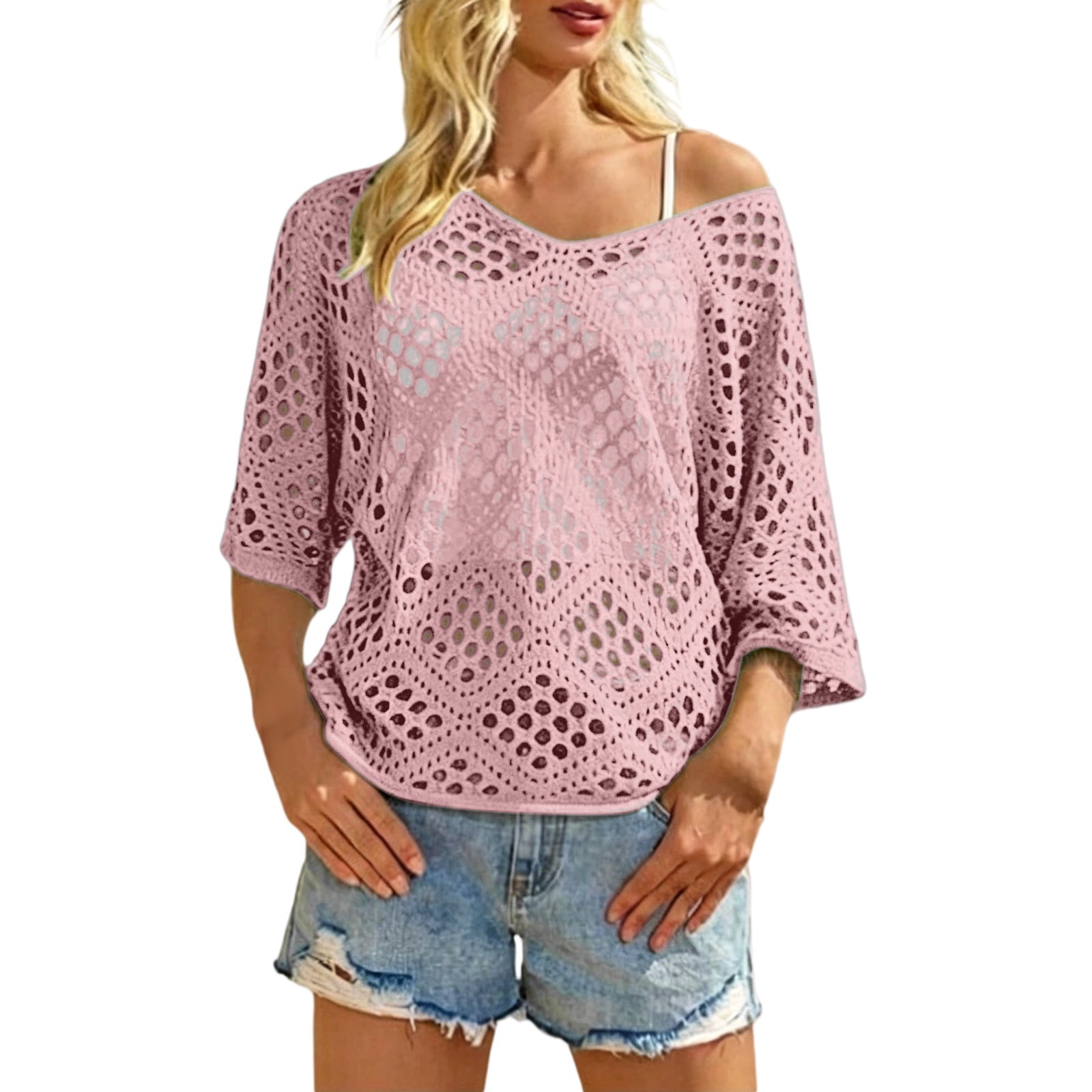 bovemsi Women's Tops, Tees & Blouses V Neck Long Sleeve Hollow Out ...
