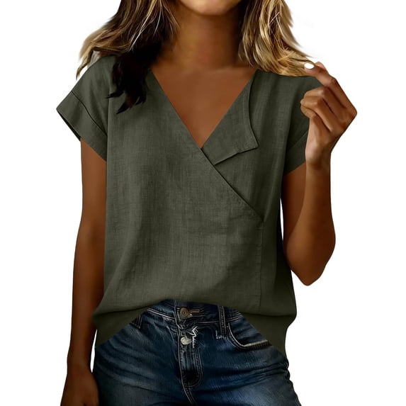 bovemsi Womens Workout Tops Wrap Ruched Tie Side V Neck Sleeveless ...