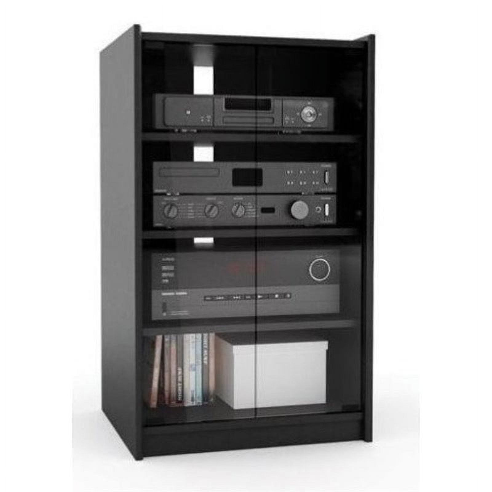 Bowery Hill Modern AV Cabinet with 4 Shelves, Glass Doors, Storage for ...