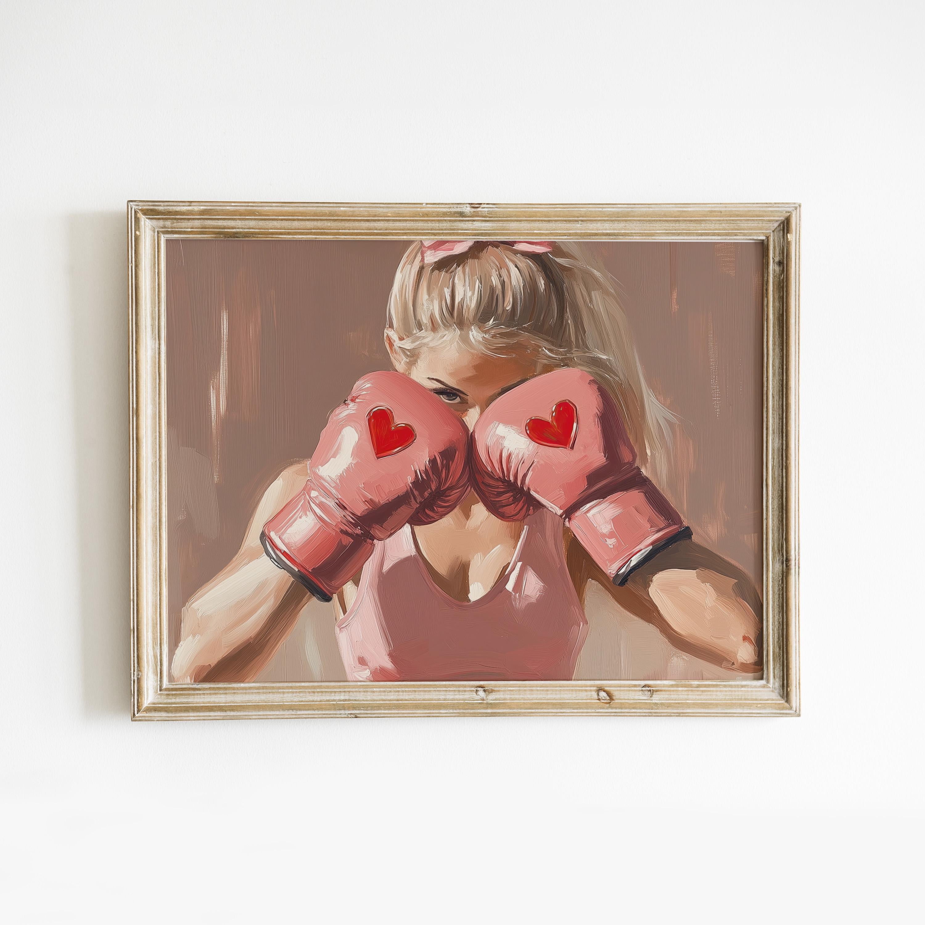 boxer Girl With Pink Boxing Gloves Wall Art Girly Workout Poster Preppy ...