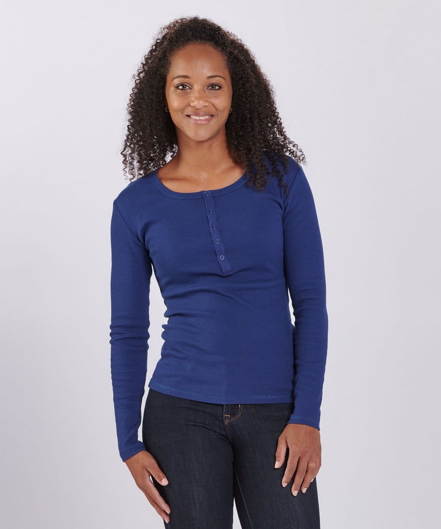 Boxercraft BW2402 Women's Harper Henley-Navy-L - Walmart.com