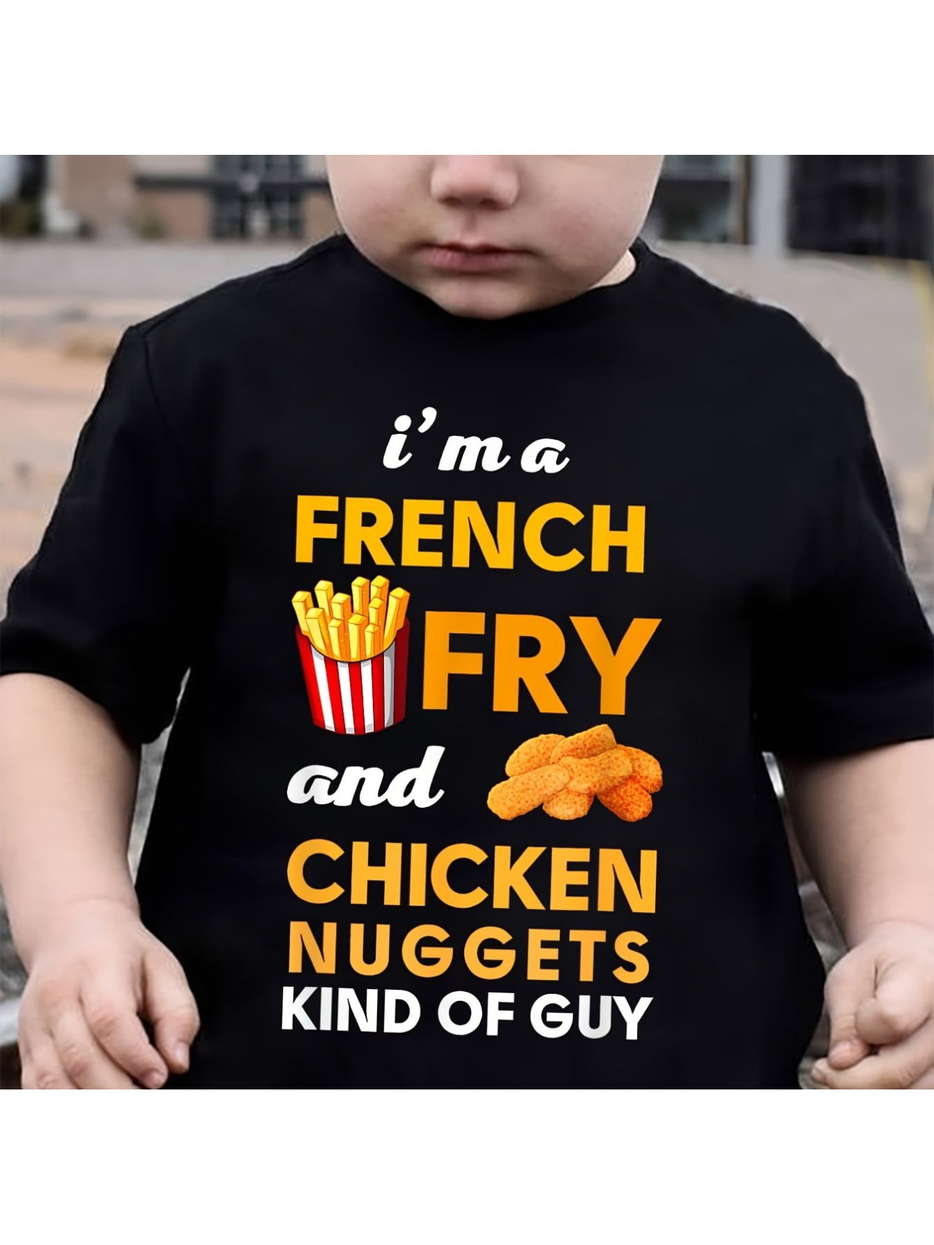boys Cotton T-shirt "I'M A FRENCHW FRY AND CHICKEN NUGCETS KIND OF CUY ...