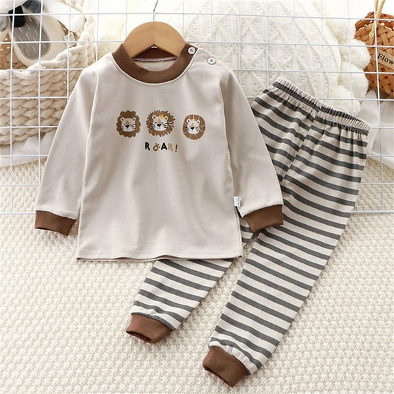 boys Girls Printed 2 Peice Sets Long Sleeved T Shirts Elastic Waisted ...
