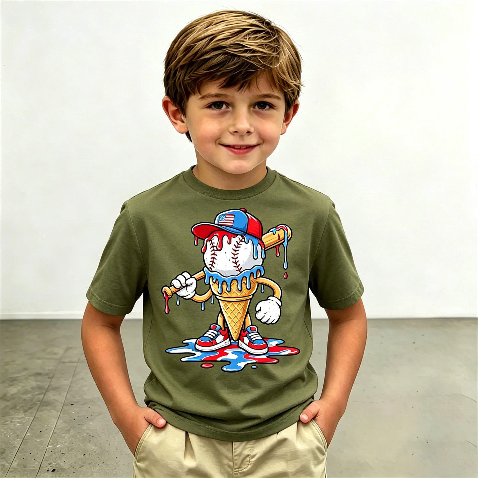 boys tshirts Graphic Print Crew Neck Short Sleeve Tops boys' tops tees ...