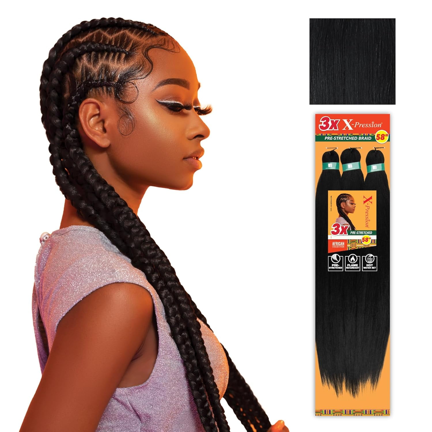 braiding hair - 3x braid 58 inch all kanekalon flame retardant ...