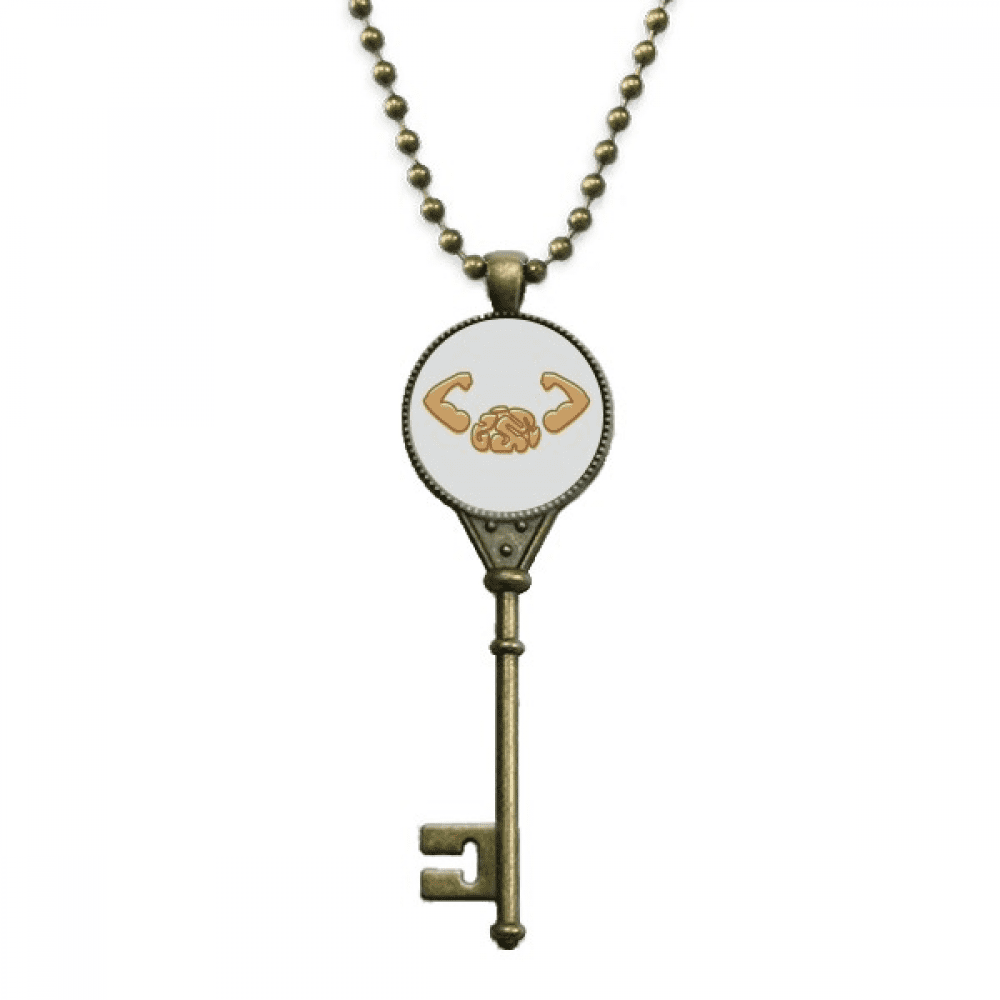 brain intelligence strength exercise key necklace pendant tray ...