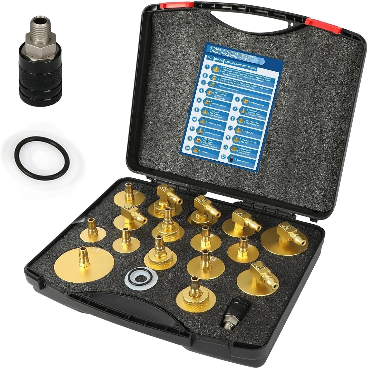 brake fluid bleeder adapter kit 17pcs master cylinder bleeder tool kit ...