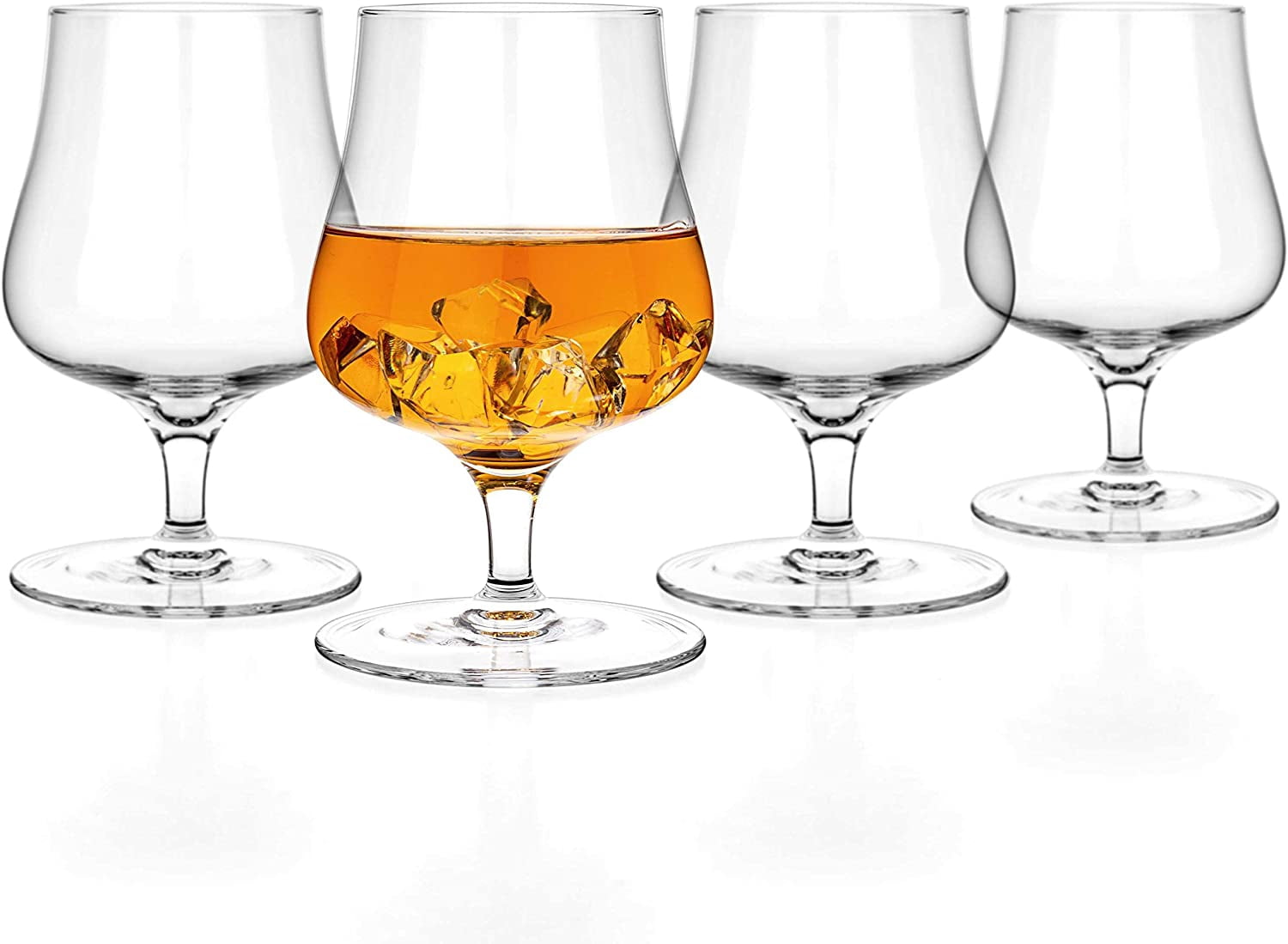brandy whiskey crystal glasses snifter, set of 4 - handcrafted - lead ...