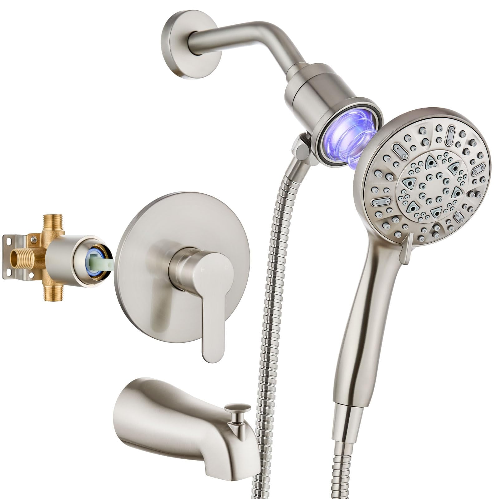 brassqueen Magnetic Shower Faucet Set with 5-Settings Handheld Spray ...