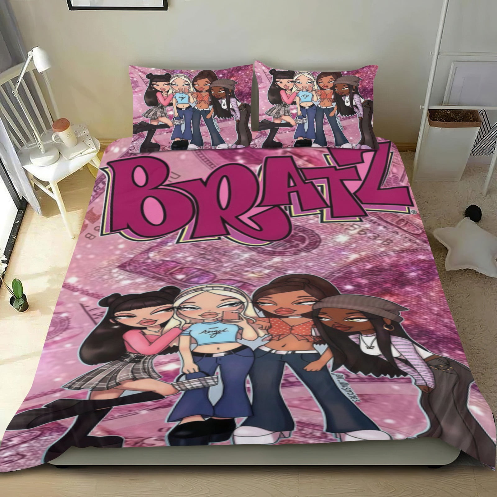 bratz Themed Bed Sheet Set Three Piece Set 36x75 In ches Comfortable ...