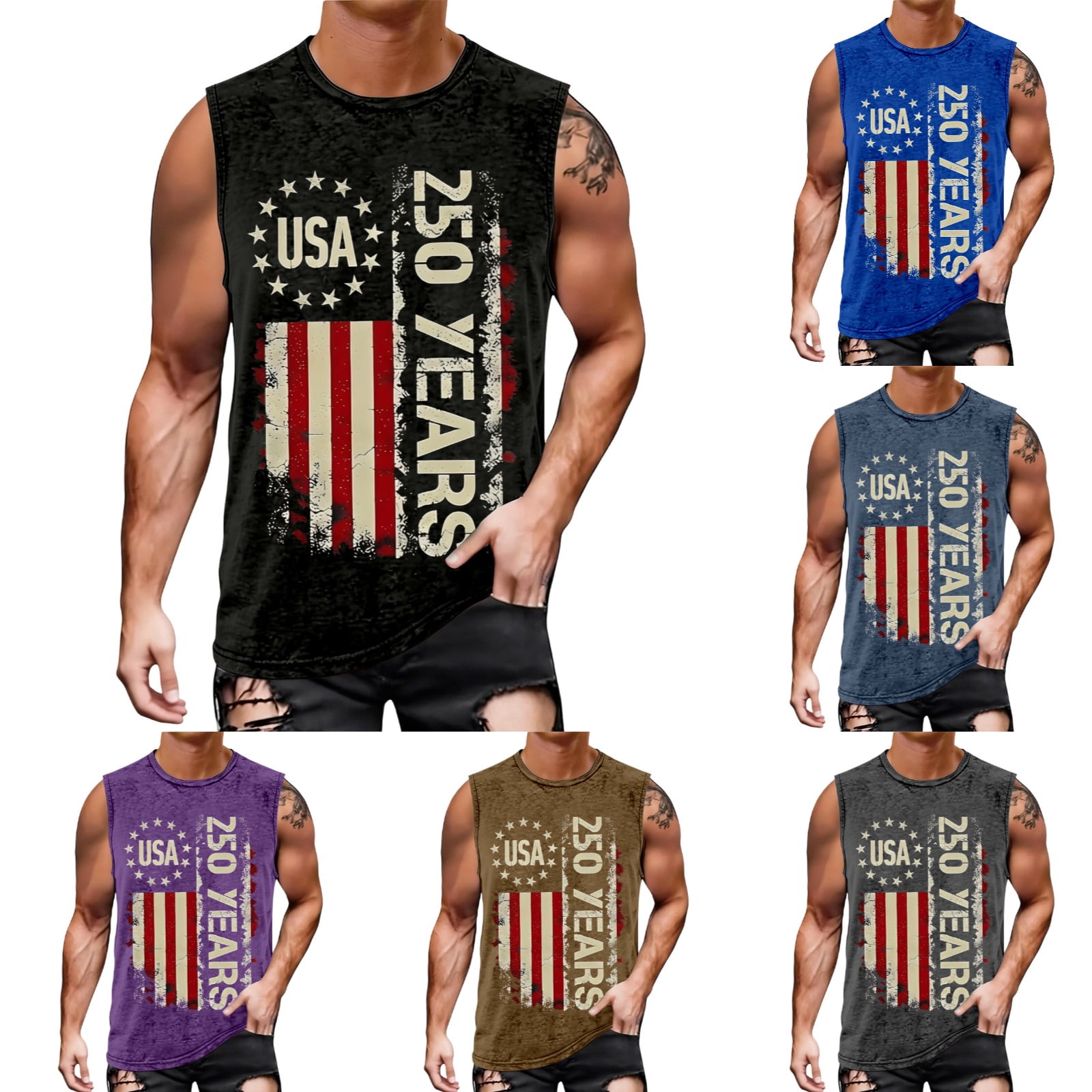 bravefron 4th of July Shirts Mens Muscle Tank Top 1776 Sleeveless ...
