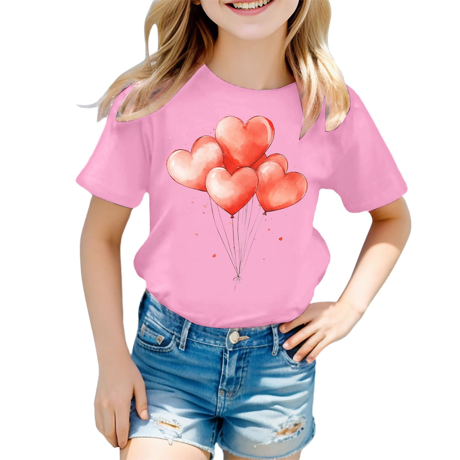 bravefron 67 shirt for Kids Girls Valentine's Day Floral Print Six ...