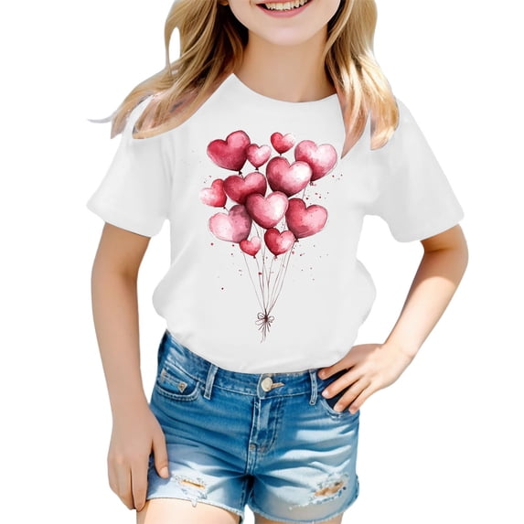 bravefron 67 shirt for Kids Girls Valentine's Day Floral Print Six ...