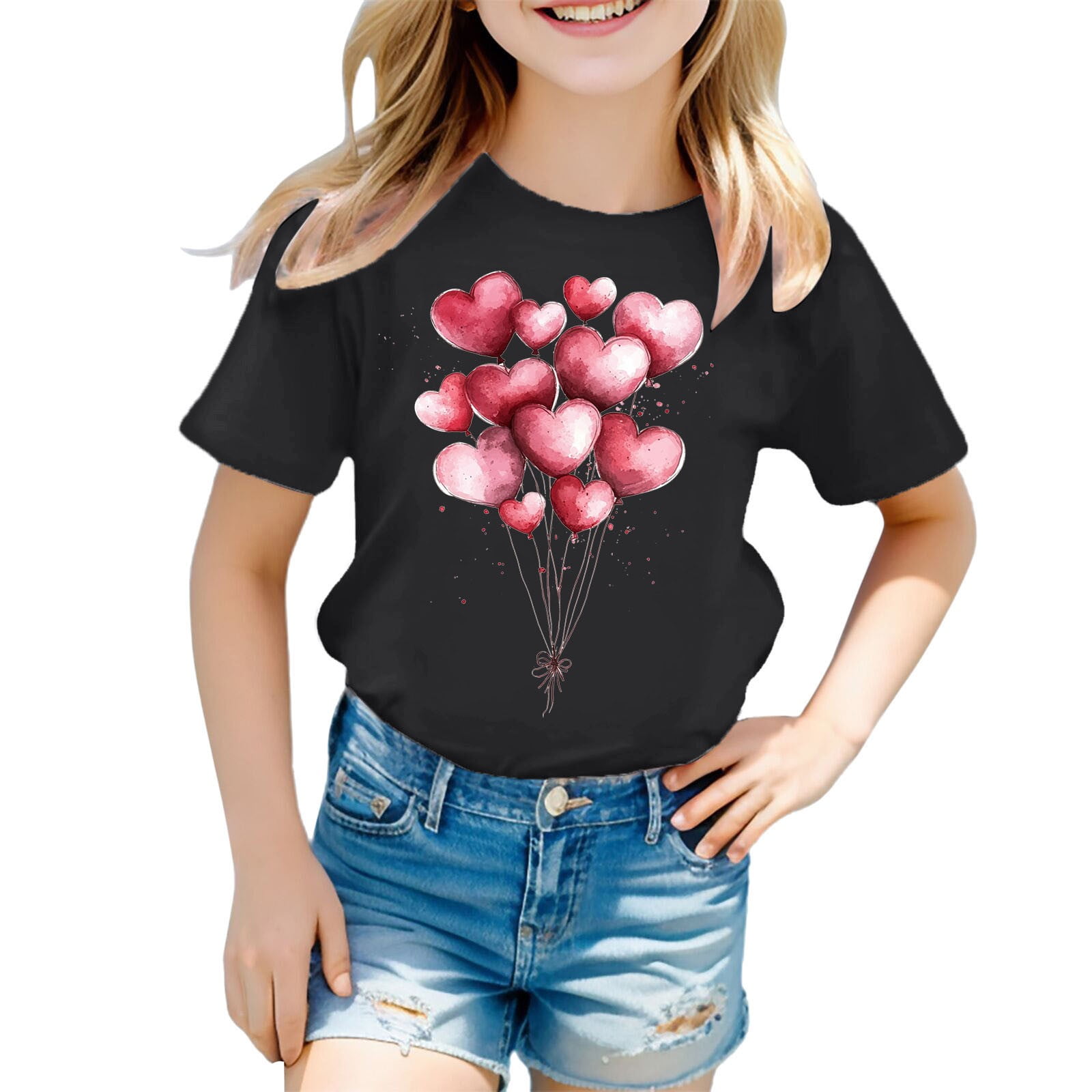 bravefron 67 shirt for Kids Girls Valentine's Day Floral Print Six ...