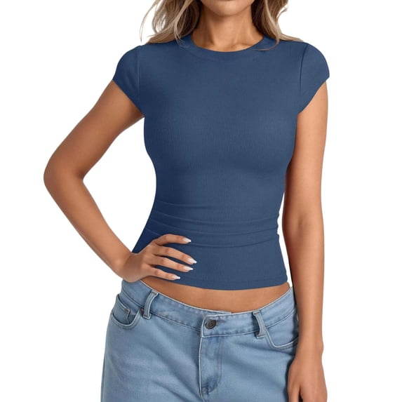 bravefron Basic Tees for Women - Crew Neck Slim Fit Tight T Shirts Cute ...