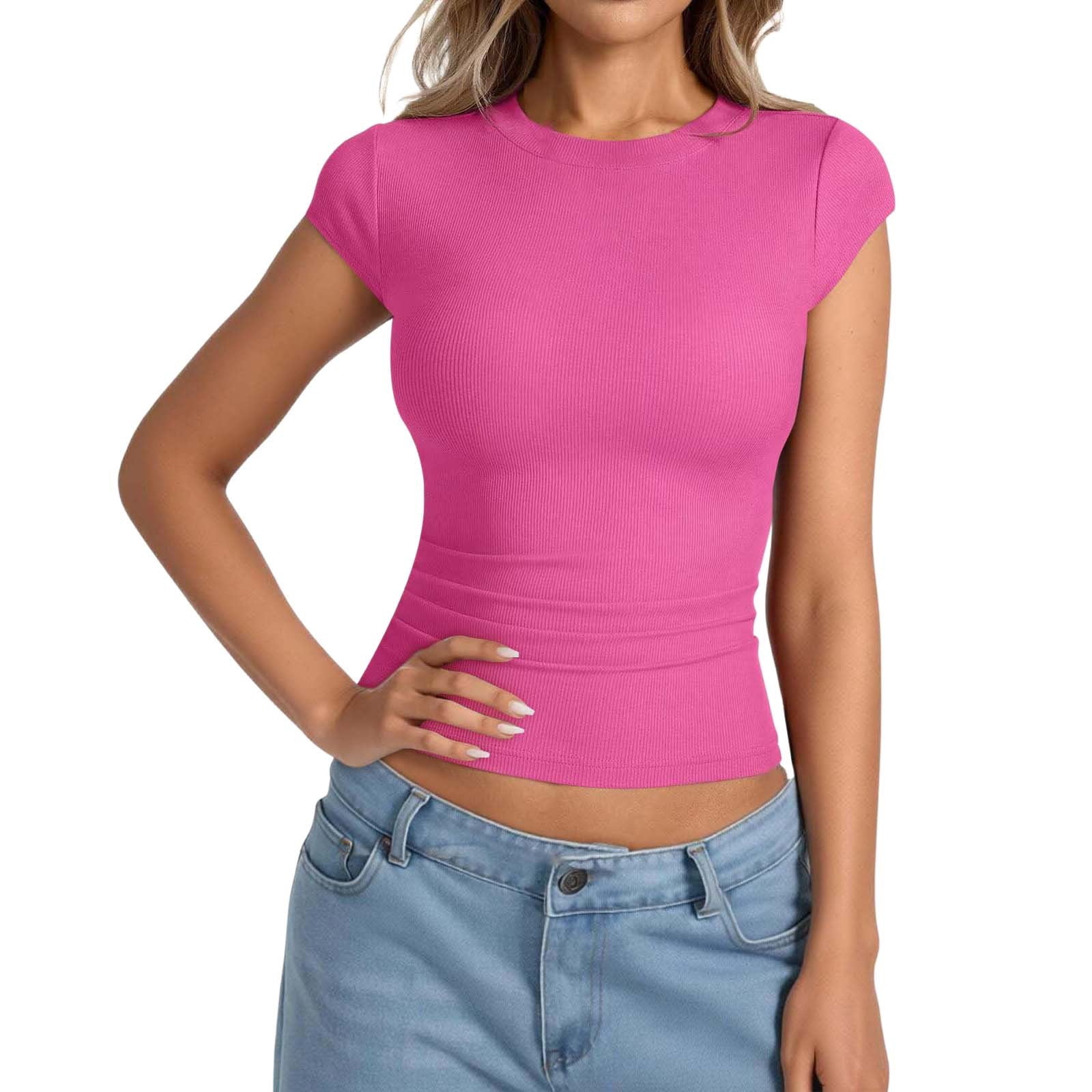 bravefron Basic Tees for Women - Crew Neck Slim Fit Tight T Shirts Cute ...