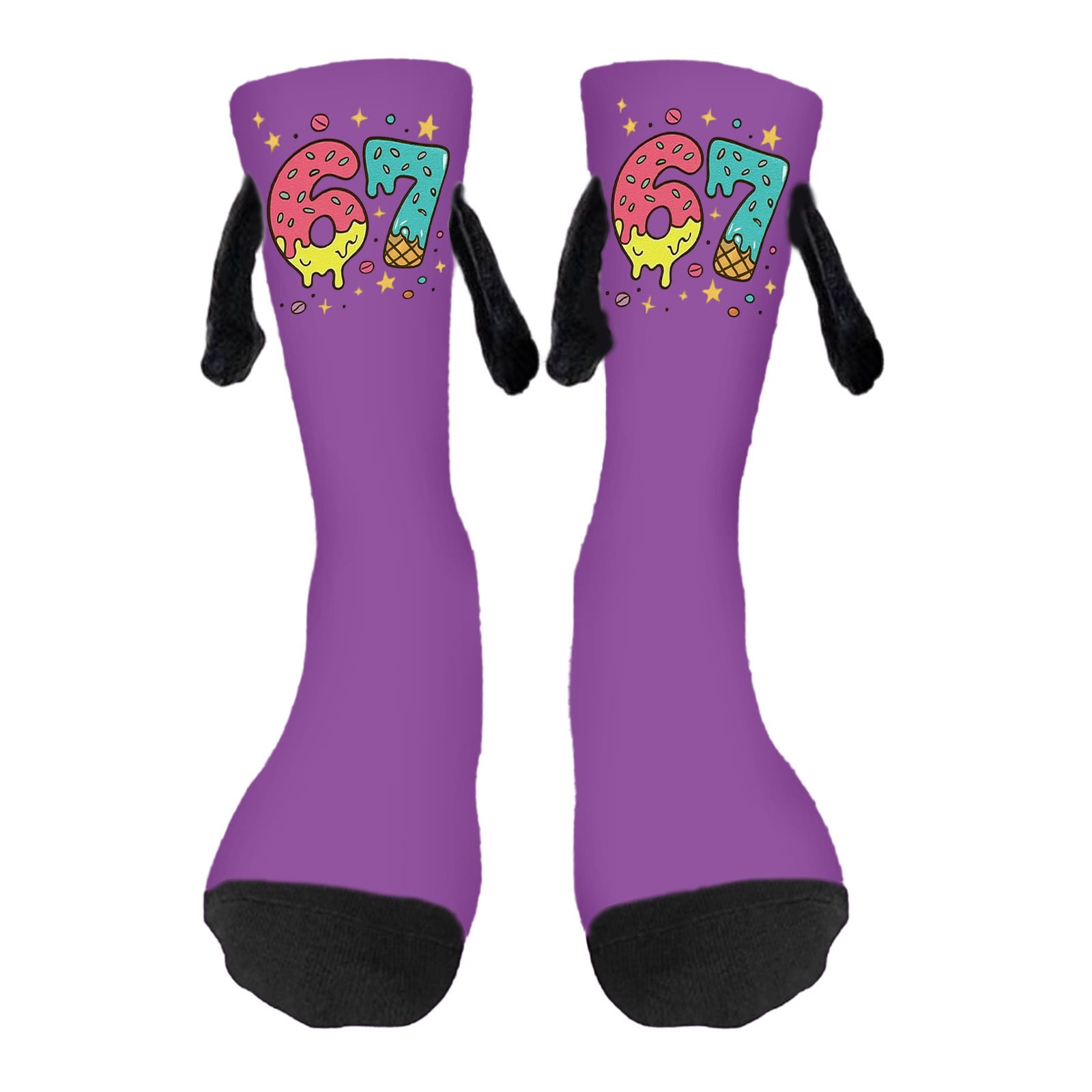 bravefron Funny Socks for Kids Cute Hand Holding Print Character Mid ...