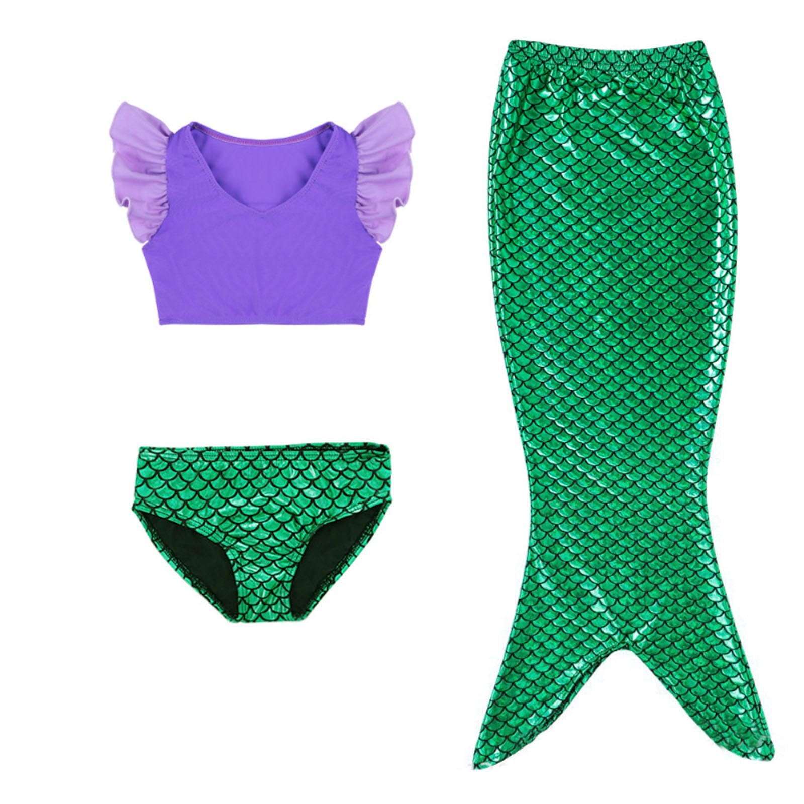 bravefron Girls 3 Piece Swimsuit Mermaid Bathing Suits Bikini with ...