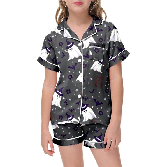 bravefron Girls Halloween Outfits set 2 Piece Set Short Sleeve Pumpkin ...