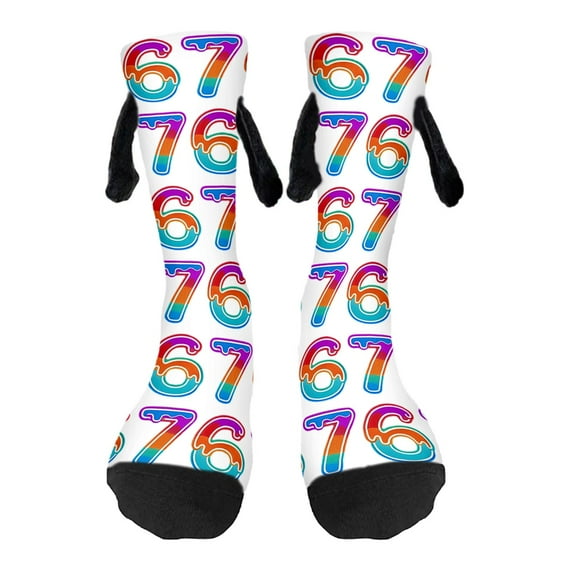 bravefron Girls Socks Cute Hand Holding Print Character Crew Socks For ...