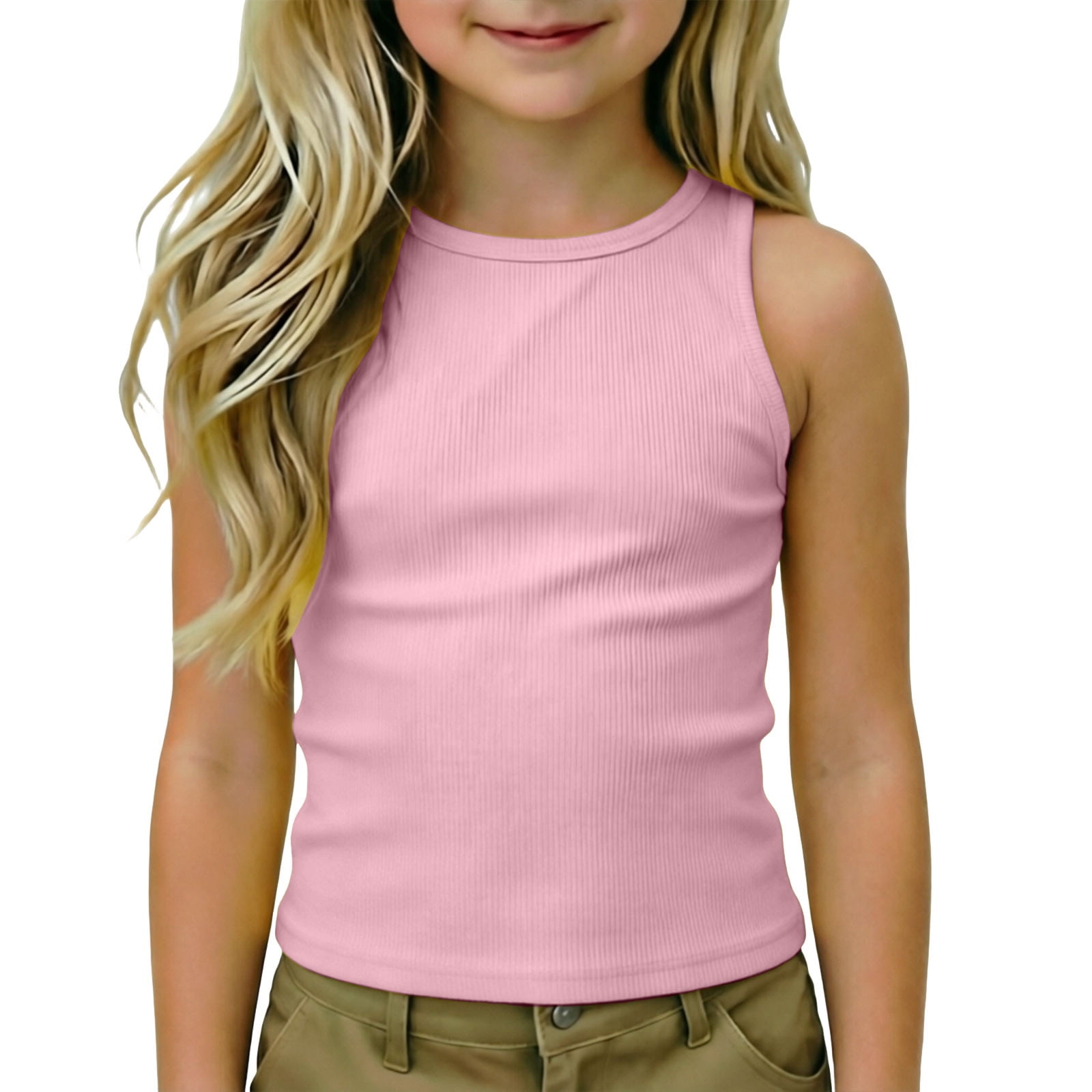 bravefron Girls Tank Tops Kids Athletic Racerback Crewneck Sleeveless ...