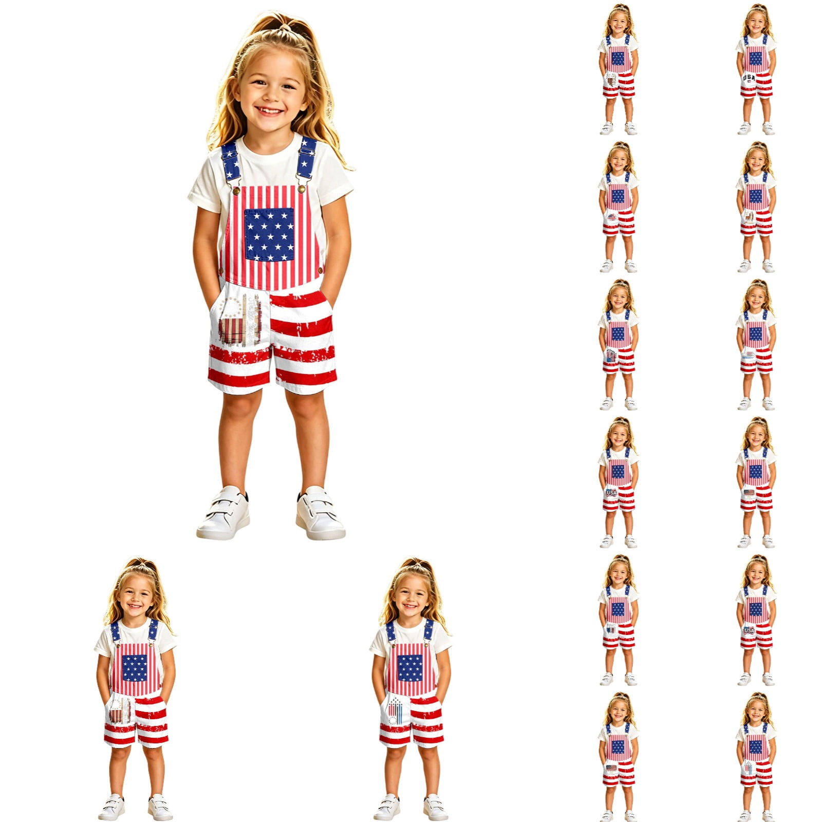 bravefron Kids American Flag Bibs Overalls Boys Girls 4th of July ...