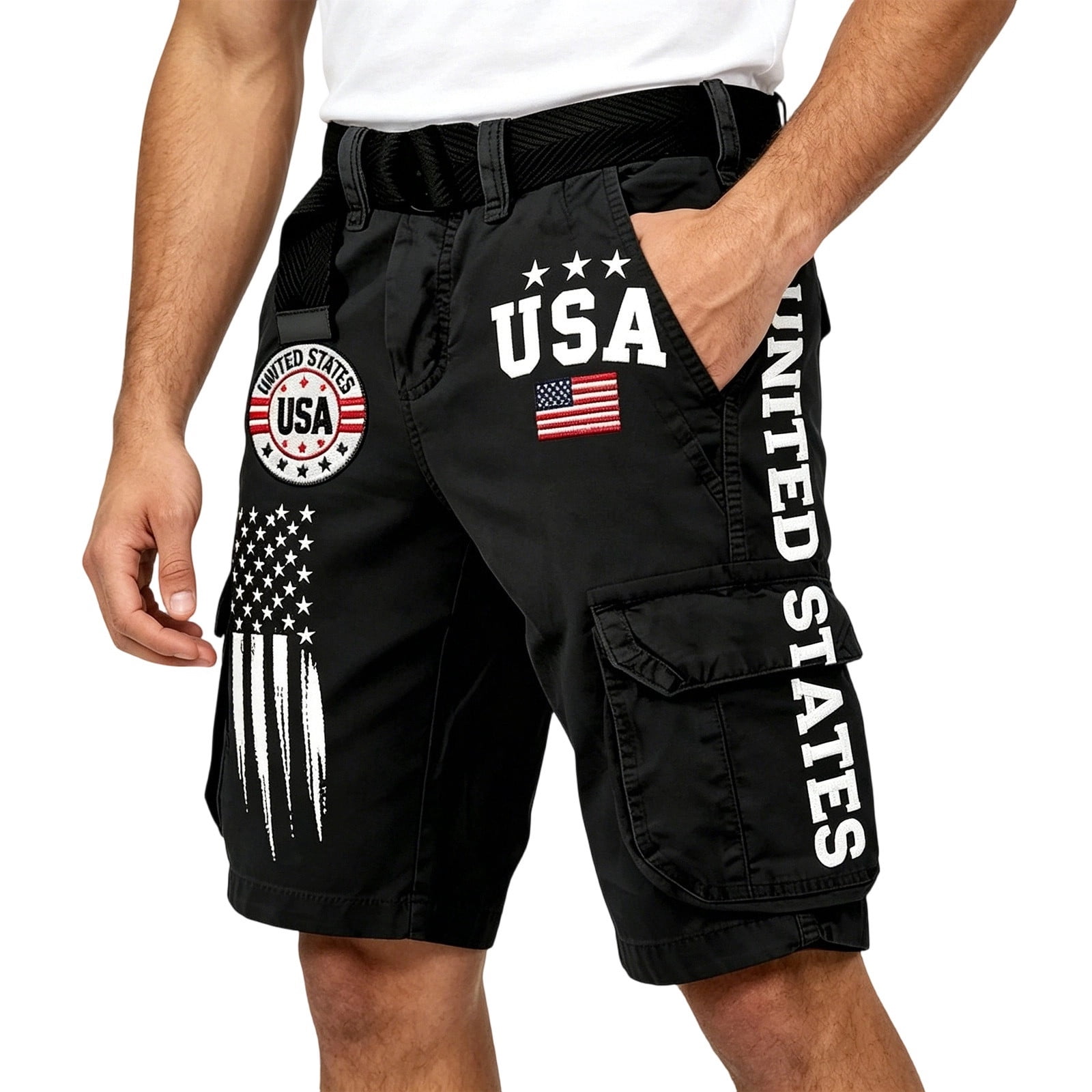 bravefron Men's Casual Cargo Shorts With Patriotic Print For ...