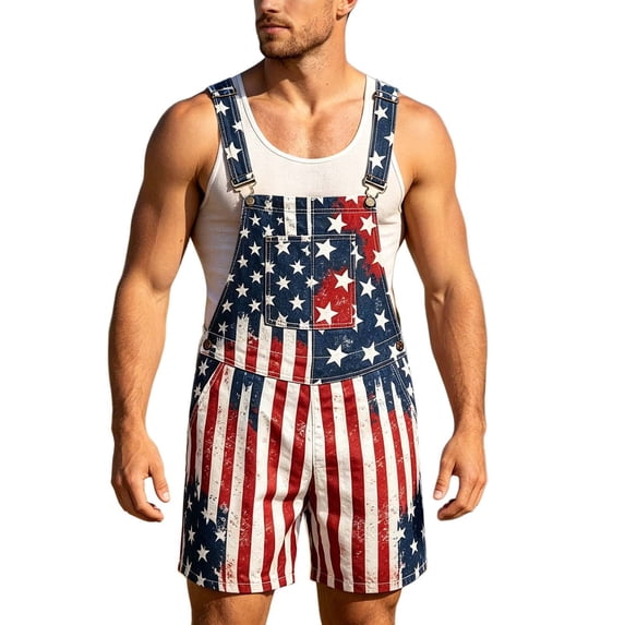 bravefron Patriotic Memorial Weekend Jumpsuit For Men With Printed ...