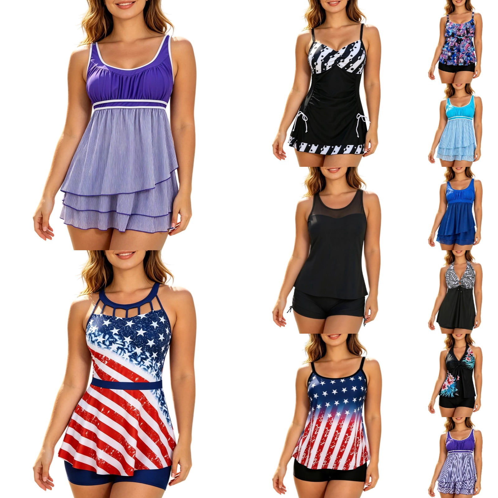 bravefron Tropical Print Tankini Swimsuits for Women, Plus Size ...