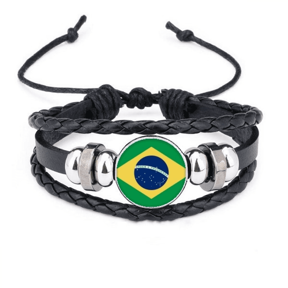 brazil national flag south amecountry bracelet braided leather woven ...
