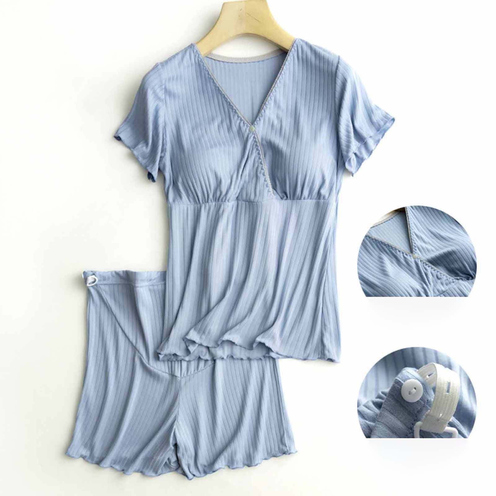 breaise 2 Piece Postpartum Nursing Pajamas Set Casual Soft Maternity ...