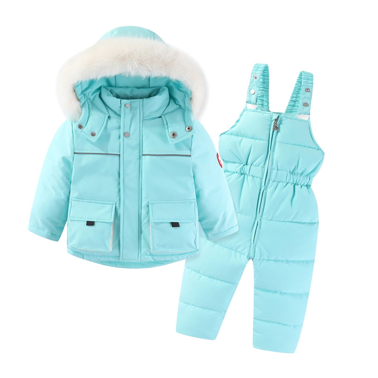 breaise 2-Piece Snowsuit Set for Girls Boys Winter Hooded Puffer Jacket ...
